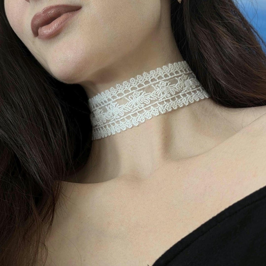 White Extra Wide Lace Necklace. Bridal Choker. - Etsy