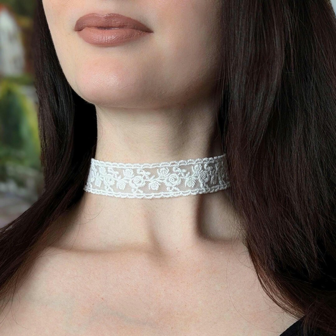 White Roses Transparent Lace Choker Necklace - Etsy
