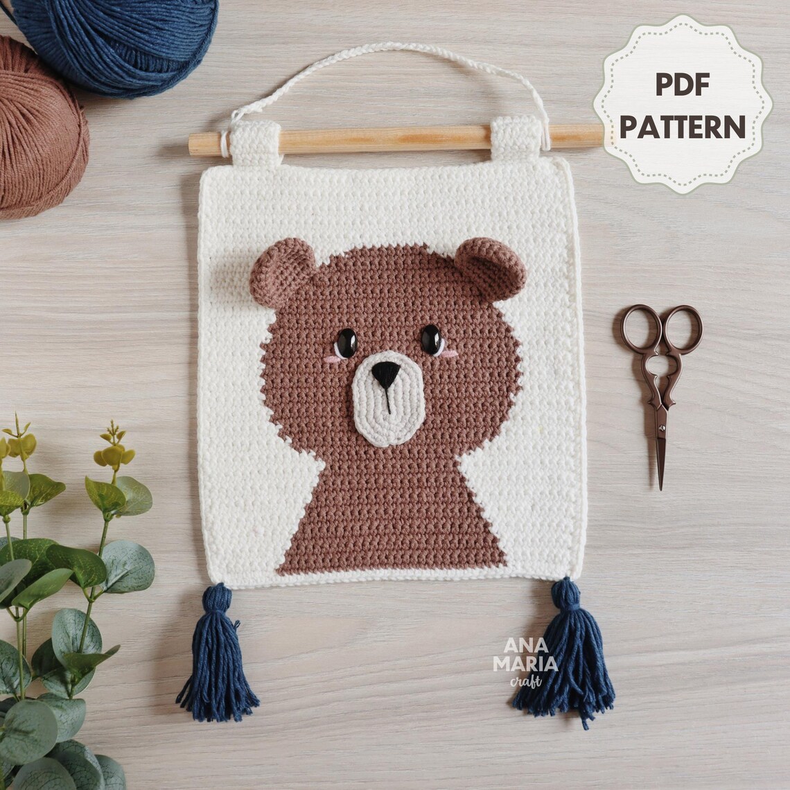 Crochet Amigurumi Pattern Bundle Wall Hanging Panel Flag Bear and Deer ...