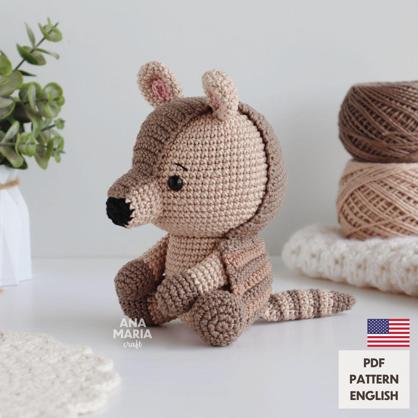 Amigurumi Armadillo Crochet Pattern PDF - Armando, the Armadillo - E ...