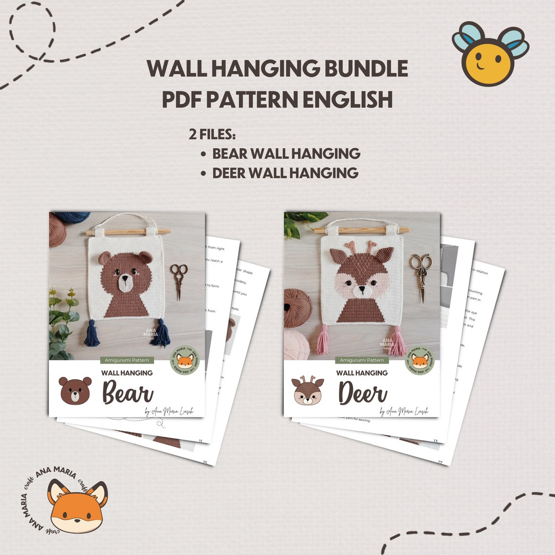 E-book Crochet Pattern Amigurumi Pack Bundle Wall Hanging - Etsy