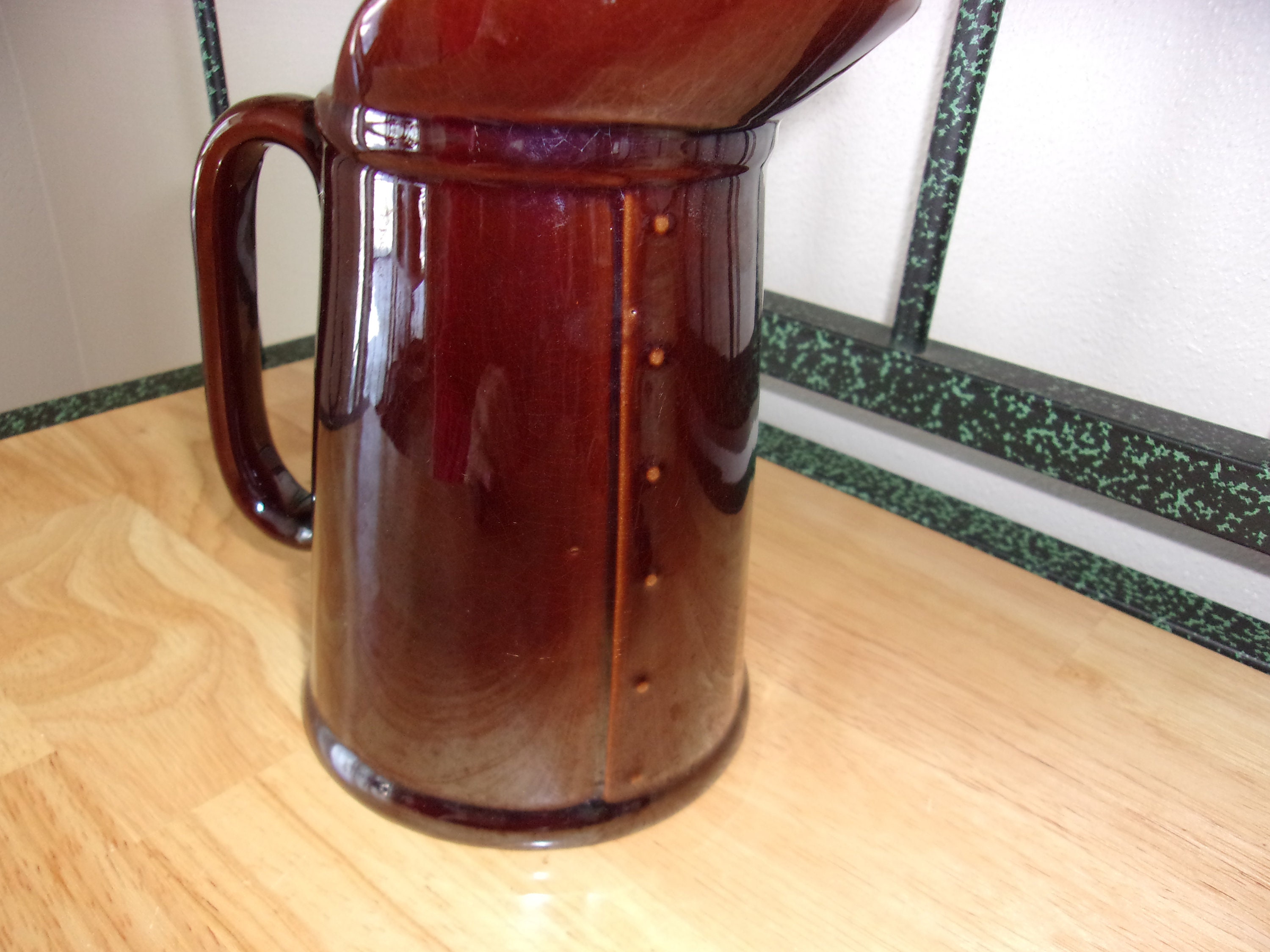 Redware Batter Pitcher With Rooster on Rooftop - Etsy