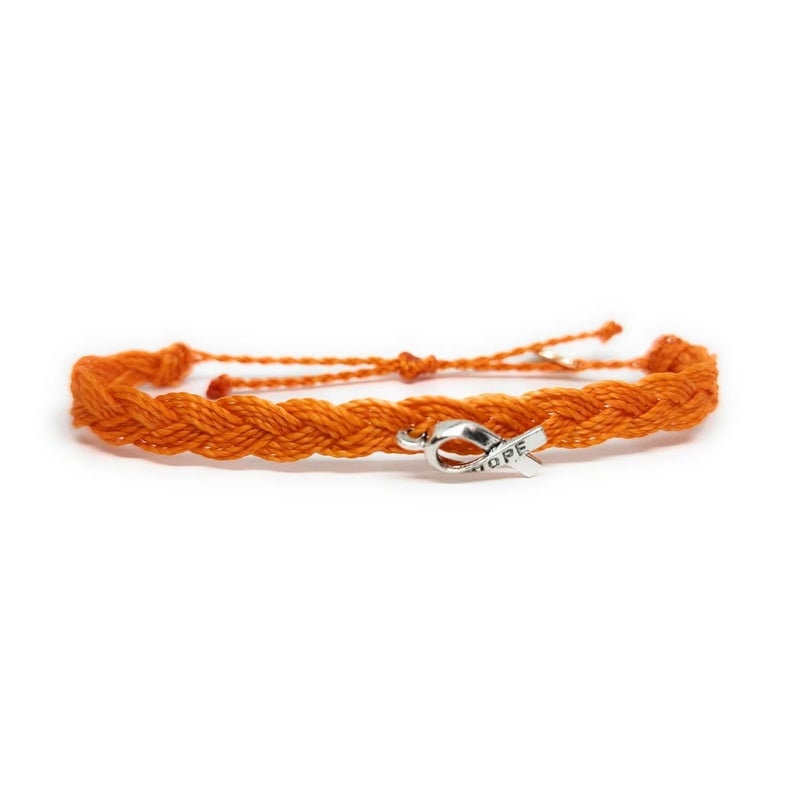 Leukemia Awareness Bracelet, Orange Braided Cord With Ribbon Charm - Etsy