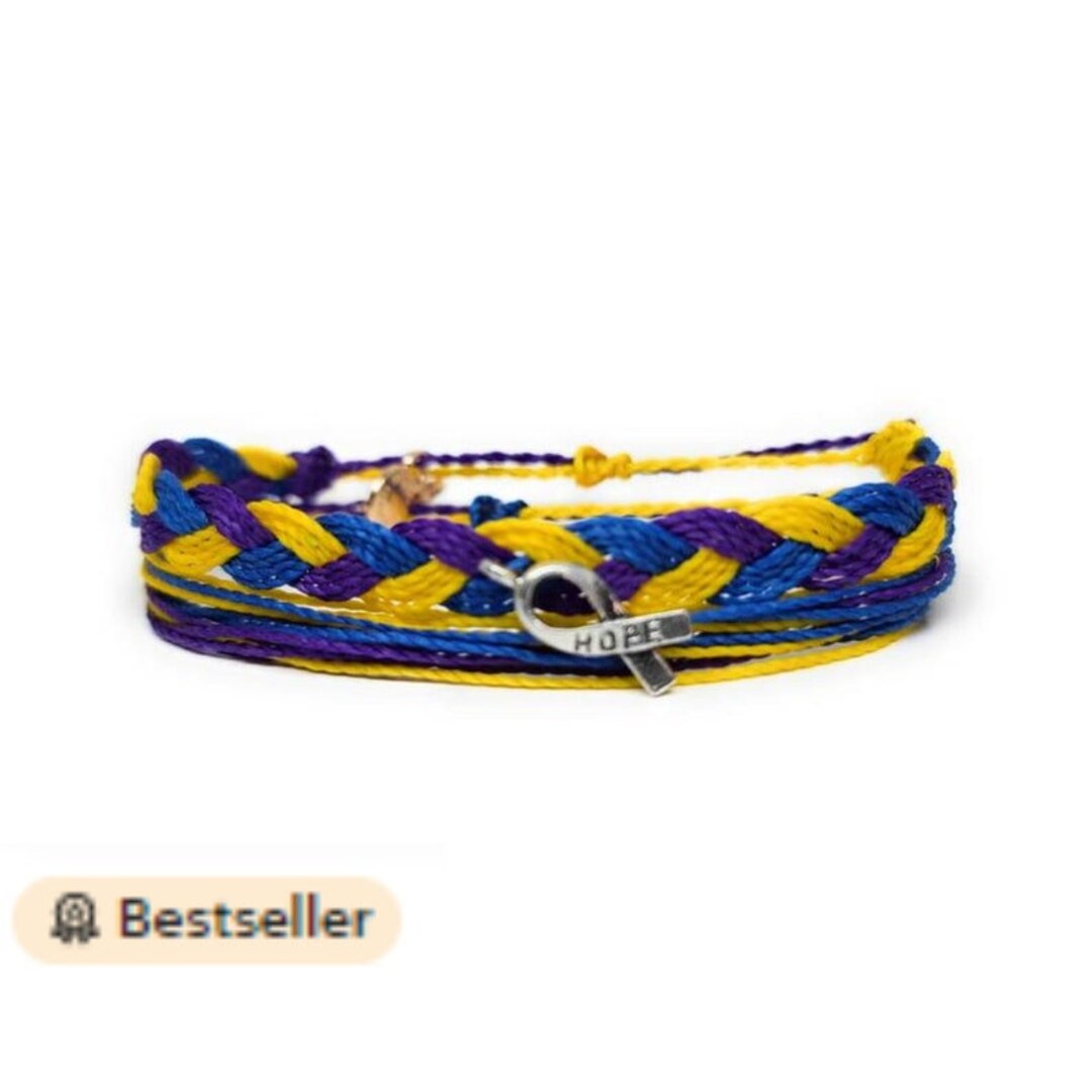 Bladder Cancer Awareness Bracelet, Braided Waxed Cord, Mabuhay ...