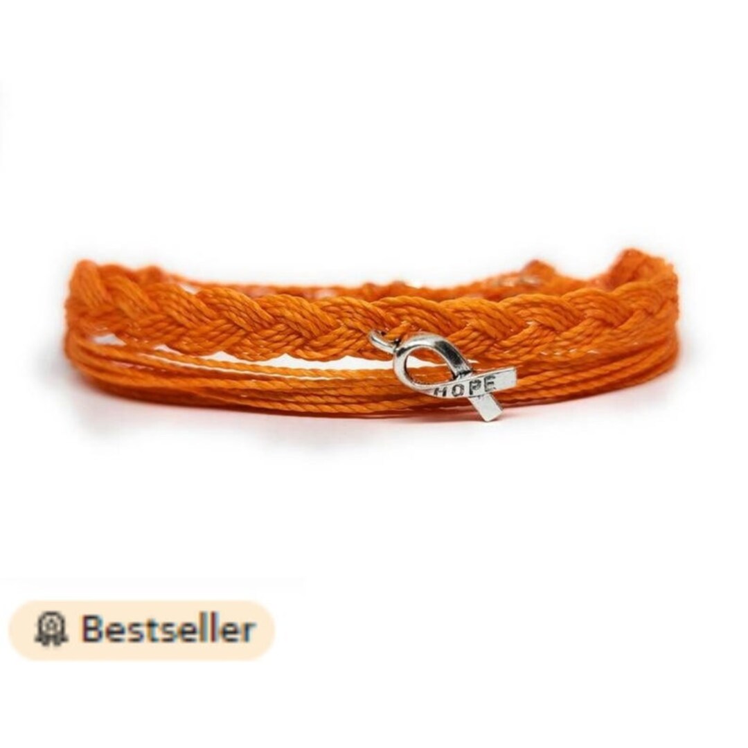 Leukemia Awareness Bracelet, Orange Braided Cord With Ribbon Charm - Etsy