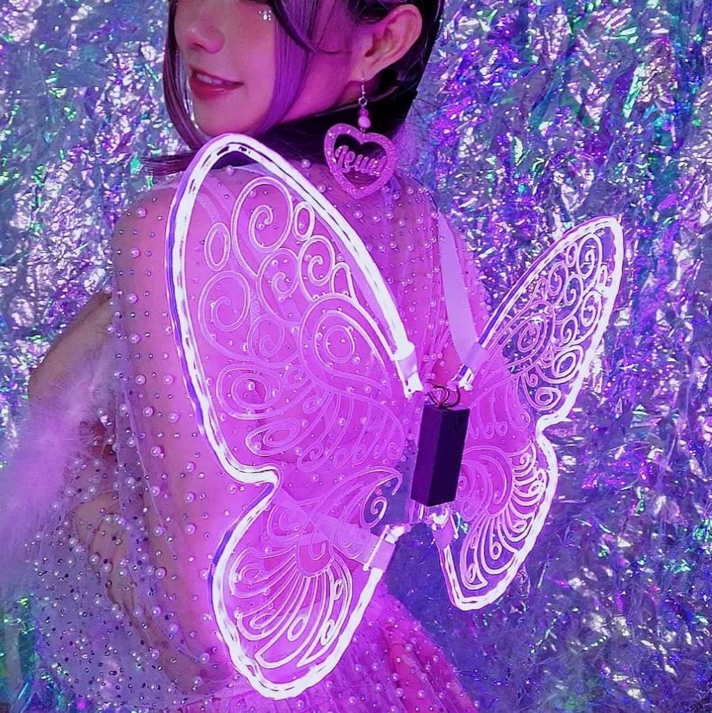 LED Fairy Wings Rave Party Light up Accessories Butterfly Fairy Wings ...