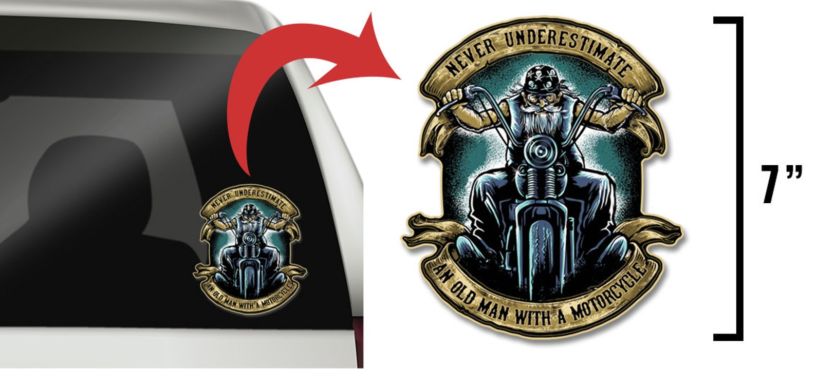 Never Underestimate an Old Man With A Motorcycle7 Inch Vinyl Decal for ...