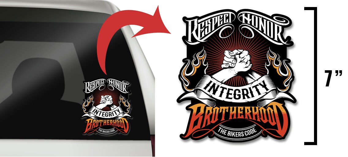 The Bikers Code Brotherhood 7 Inch Vinyl Decal for Cars, Trucks ...