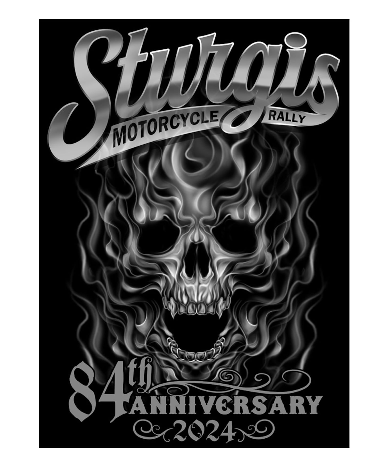 2024 Sturgis Motorcycle Rally Smokey Skull T-shirt - 84th Anniversary ...