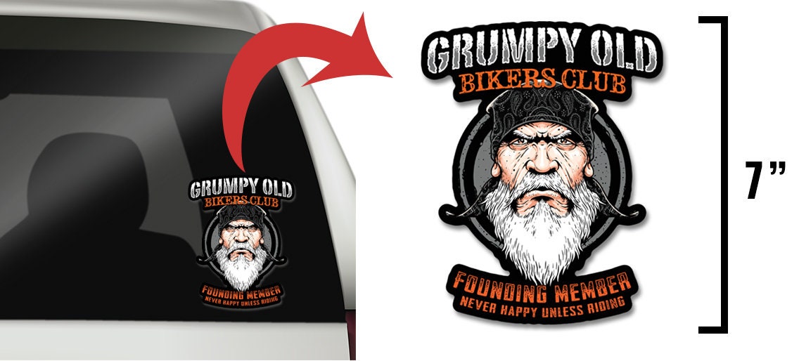 Grumpy Old Bikers Club 7 Inch Vinyl Decal for Cars, Trucks, Motorcycles ...