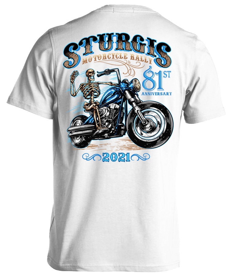 2021 Sturgis Motorcycle Rally 81st Anniversary Blue Skeleton T-shirt ...