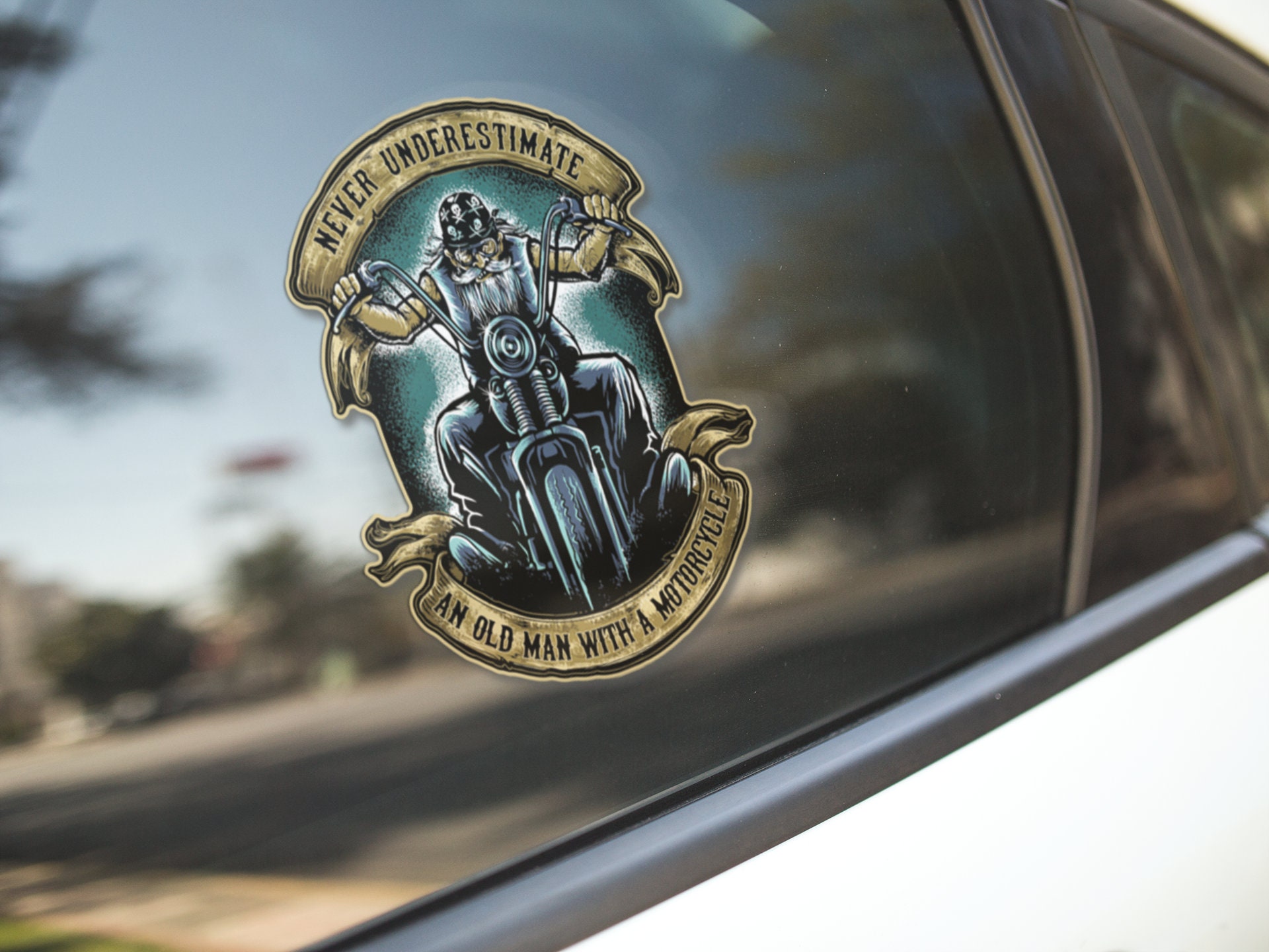 Never Underestimate an Old Man With A Motorcycle7 Inch Vinyl Decal for ...