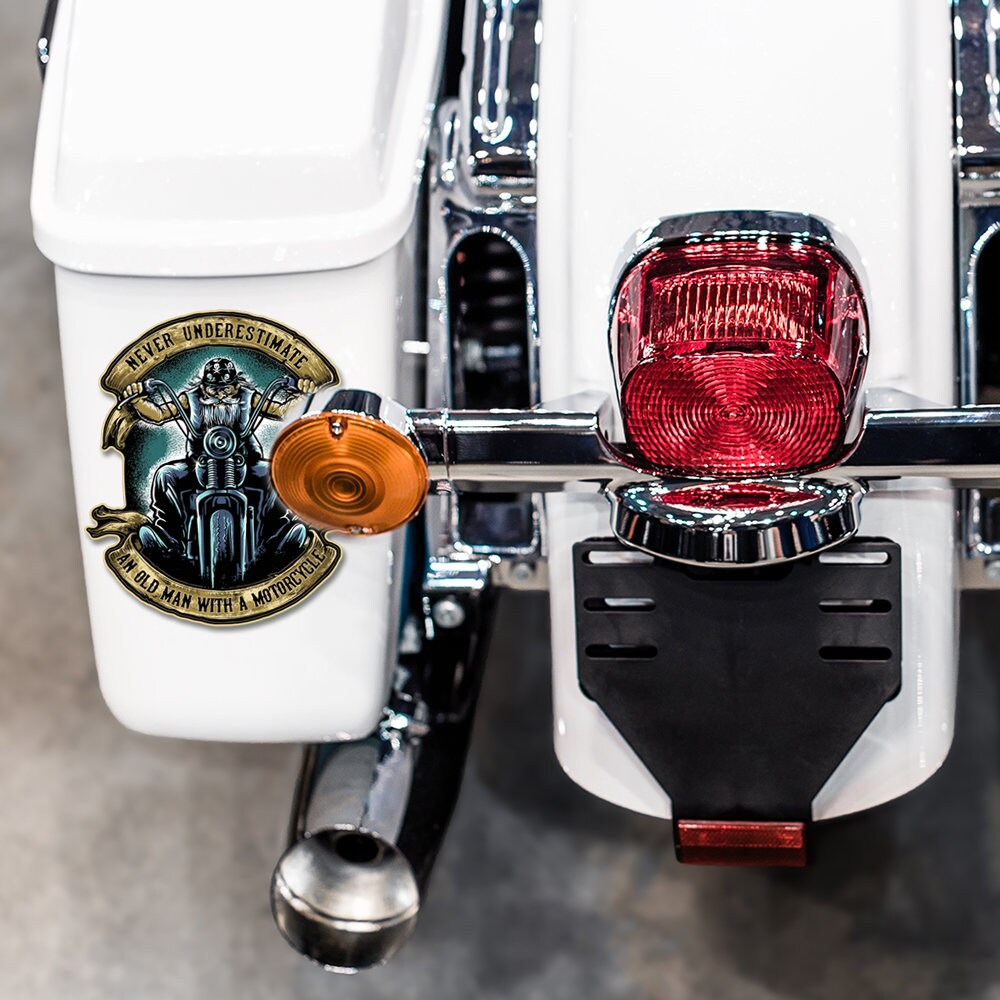 Never Underestimate an Old Man With A Motorcycle7 Inch Vinyl Decal for ...