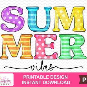 Summer Vibes Printable Sublimation Design Digital Download PNG ...