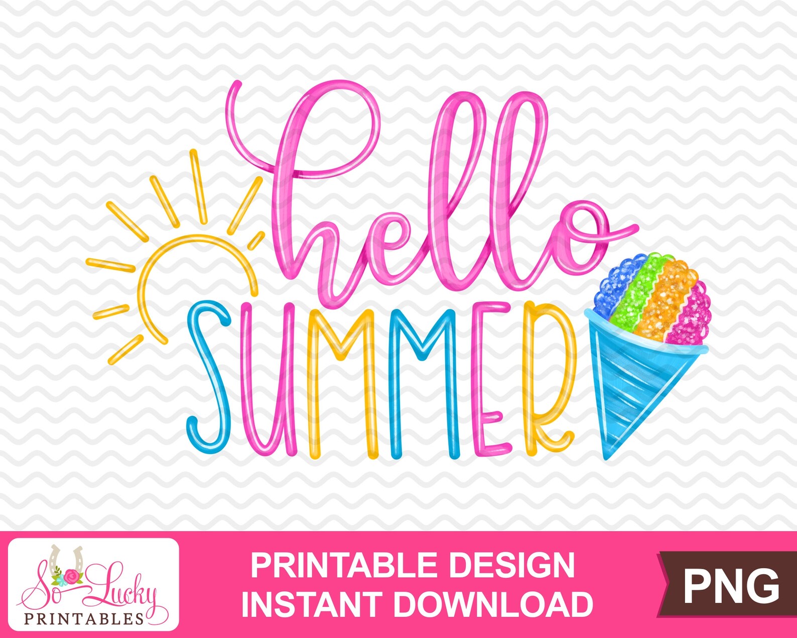 Hello Summer Painted Printable Sublimation Design Digital | Etsy