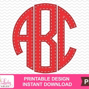 Circle Monogram Red Alphabet Set Printable Sublimation Design - Etsy