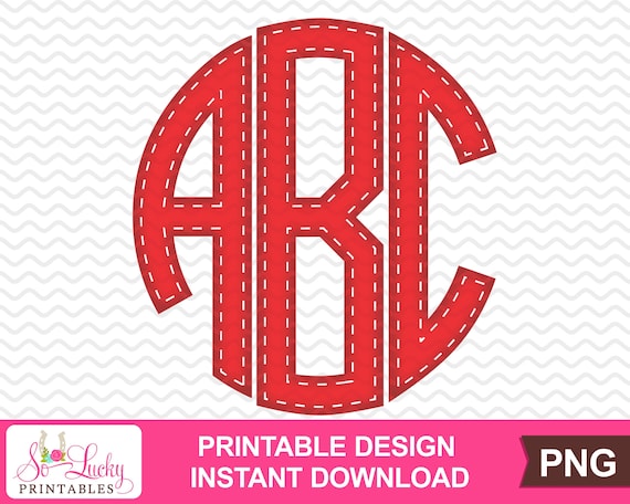Circle Monogram Red Alphabet Set Printable Sublimation Design - Etsy