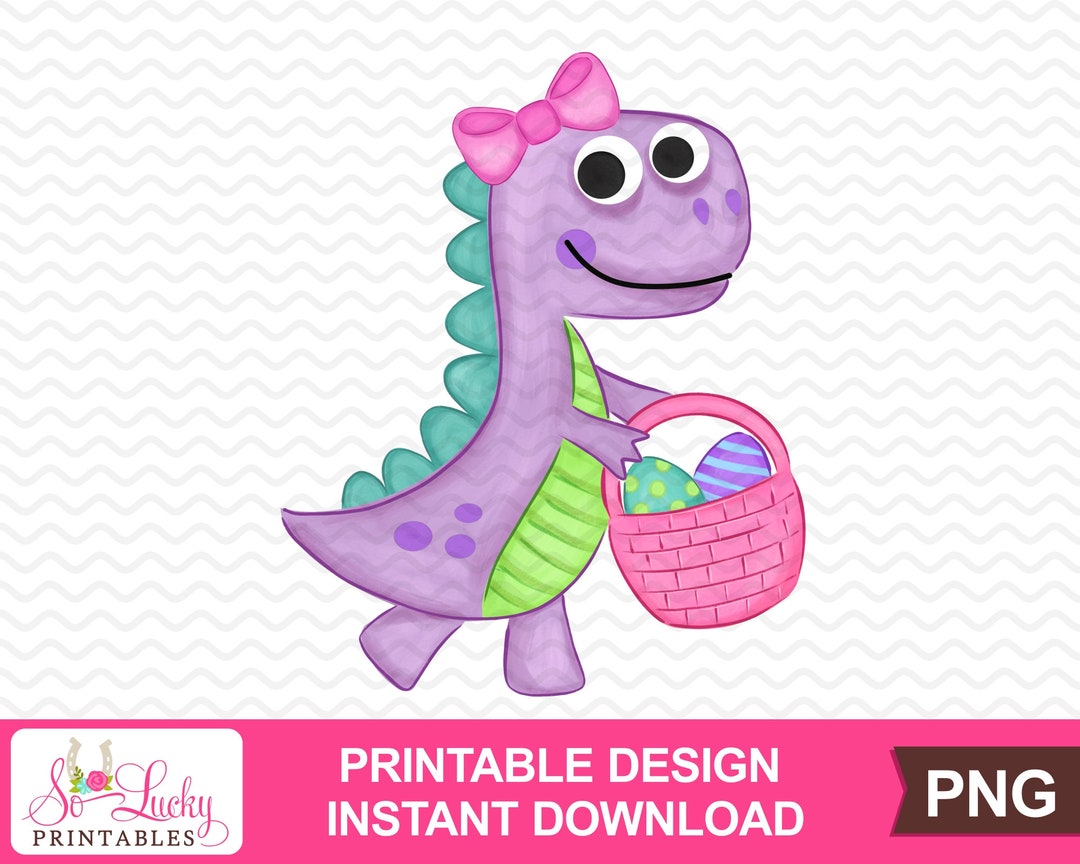 Girl Easter Dino Painted Printable Sublimation Design Digital Download ...