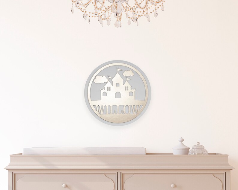 Laser SVG Princess Castle Name Sign Nursery Sign | Etsy