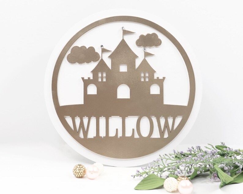 Laser SVG Princess Castle Name Sign Nursery Sign | Etsy