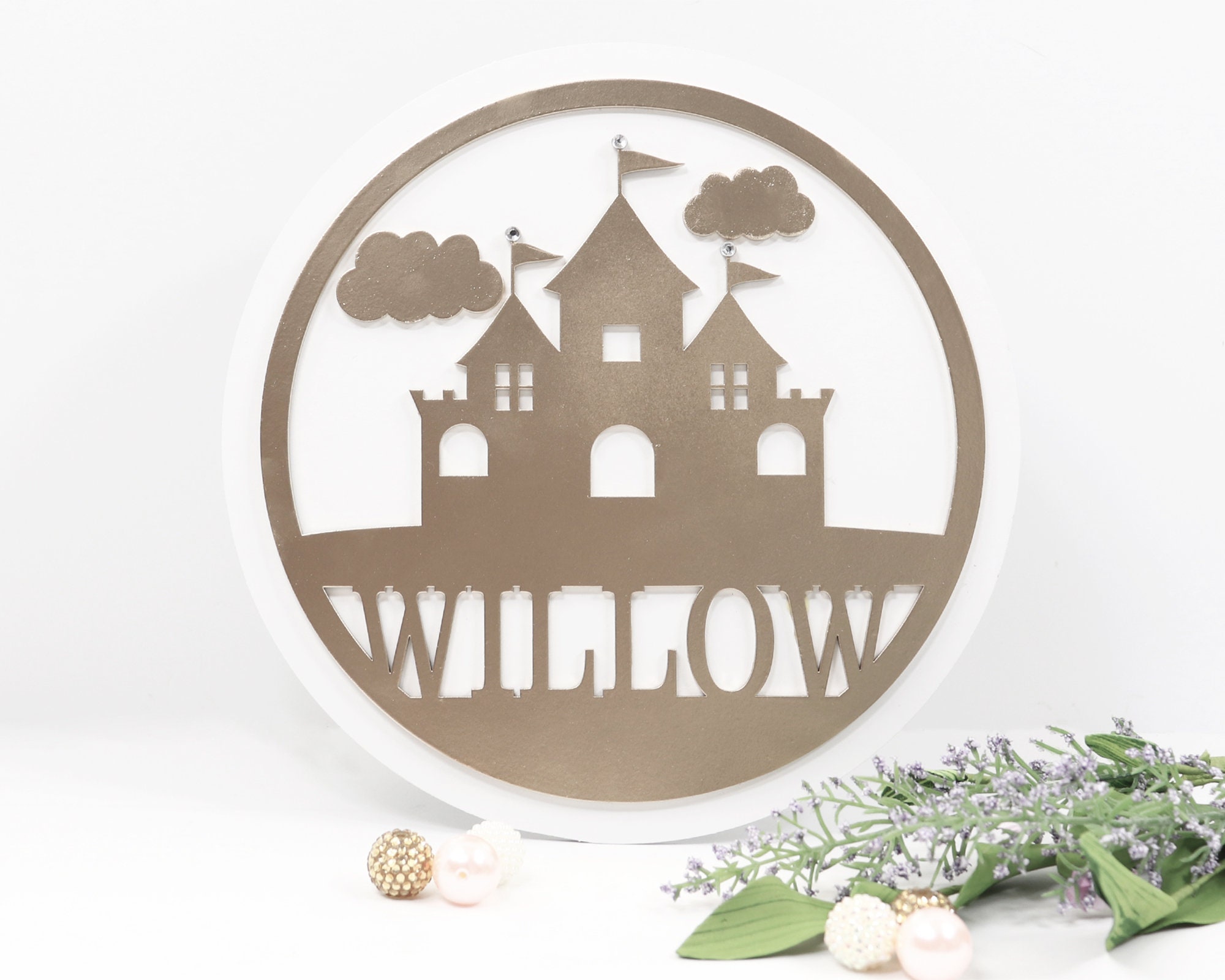 Laser SVG Princess Castle Name Sign Nursery Sign | Etsy