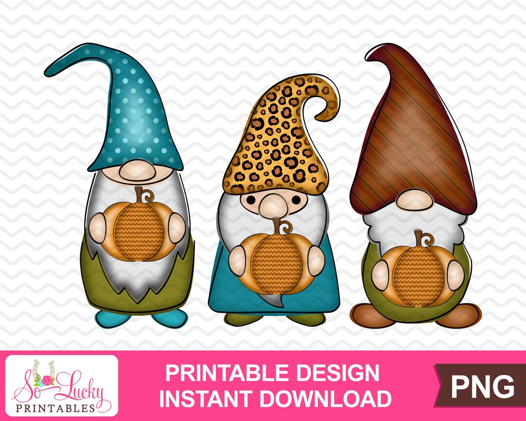 Fall Gnomes Watercolor Printable Sublimation Design - Digital Download ...