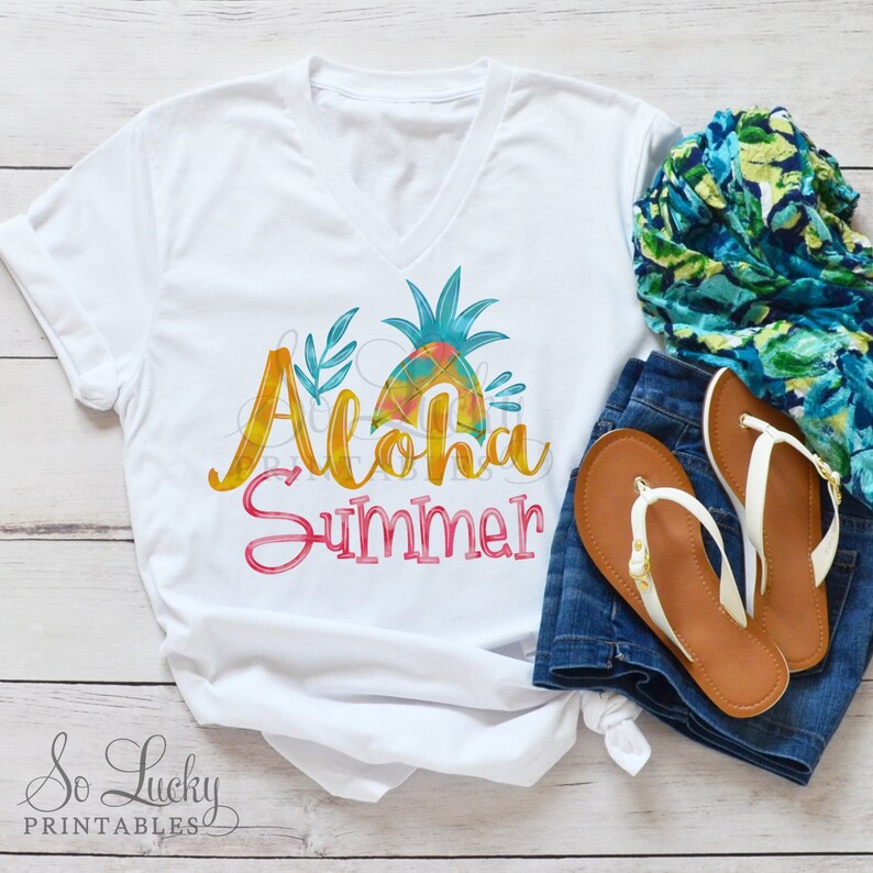 Aloha Summer Watercolor Printable Sublimation Design Digital - Etsy