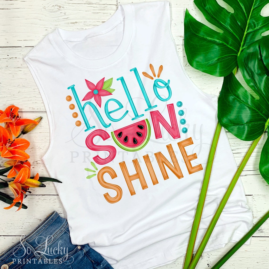 Hello Sunshine Painted Printable Sublimation Design Digital - Etsy