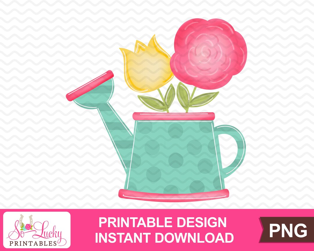 Watering Can With Flowers Printable Sublimation Design - Etsy