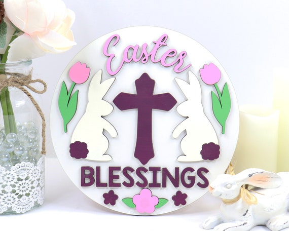 Easter Blessings Sign Door Hanger Sign SVG Laser Cut Files | Etsy