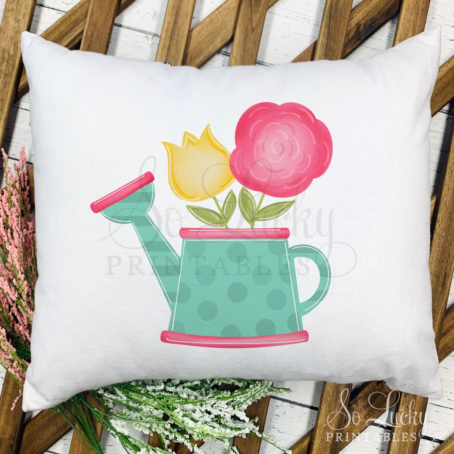 Watering Can with Flowers printable sublimation design | Etsy