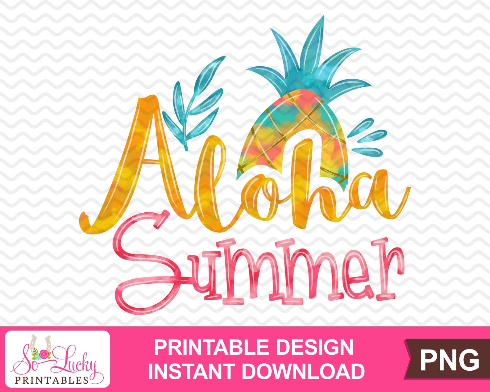 Aloha Summer Watercolor Printable Sublimation Design Digital - Etsy