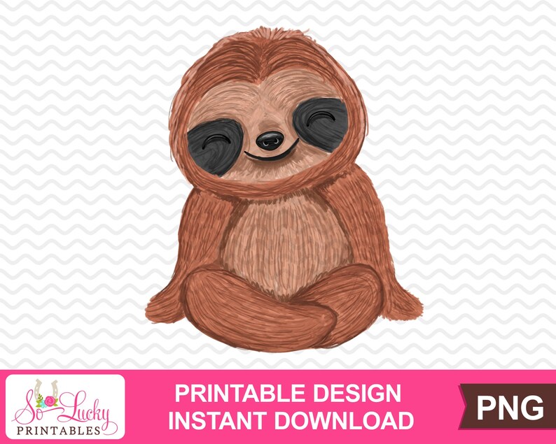 Sitting Sloth Painted Printable Sublimation Design Digital - Etsy
