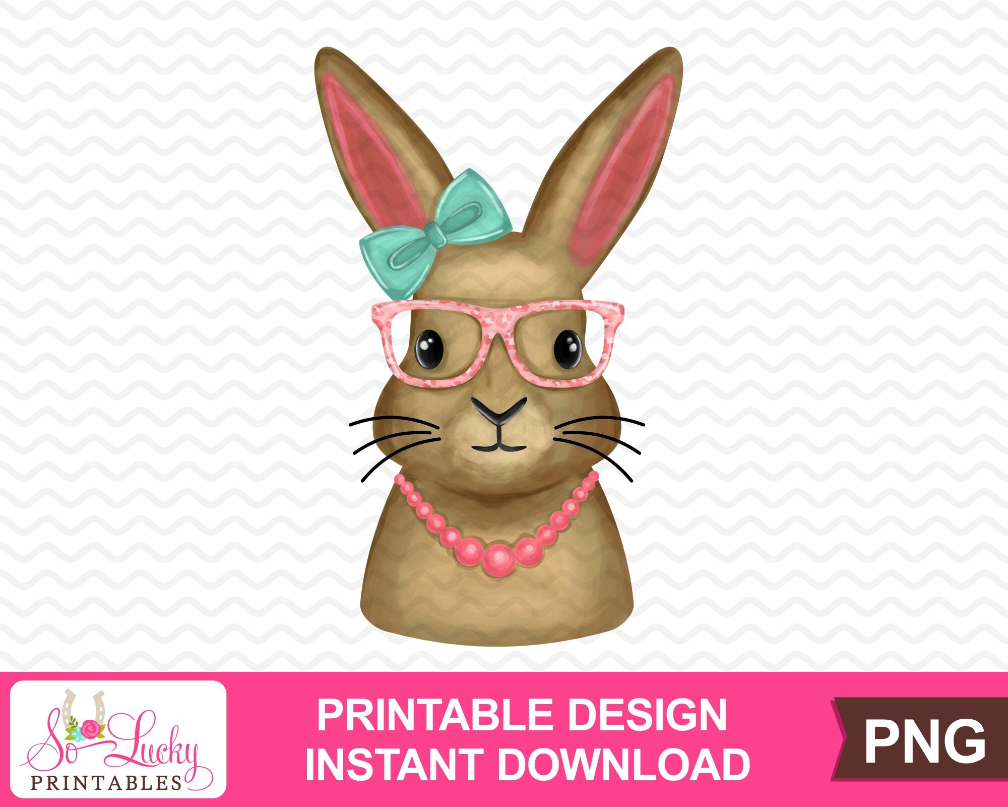 Girl Bunny With Glasses Printable Sublimation Design Digital - Etsy
