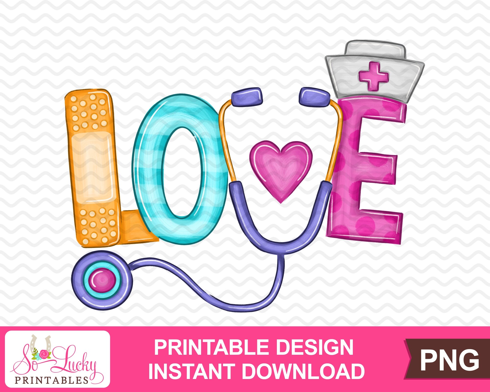 Love Nurse painted printable sublimation design Digital | Etsy