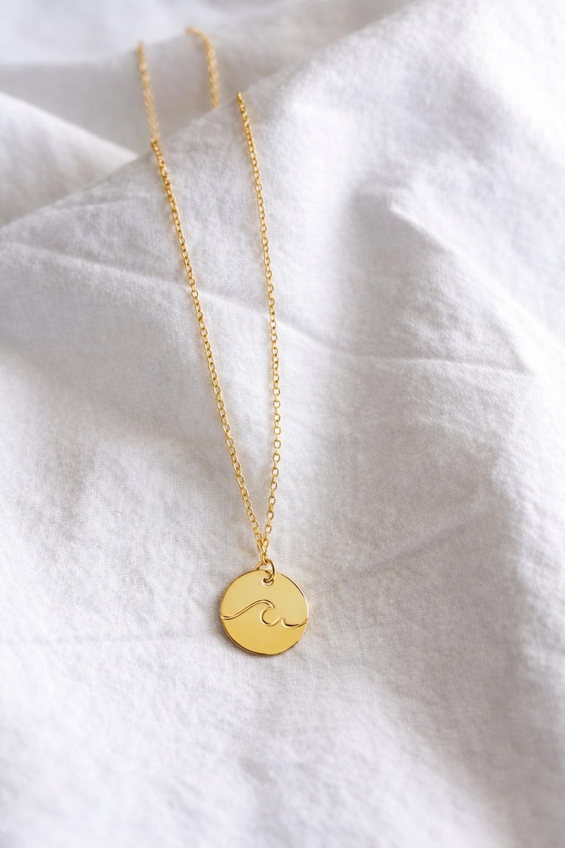 Wave Necklace Gold 925 Sterling Silver - Ocean Jewelry Gift for Her - Etsy