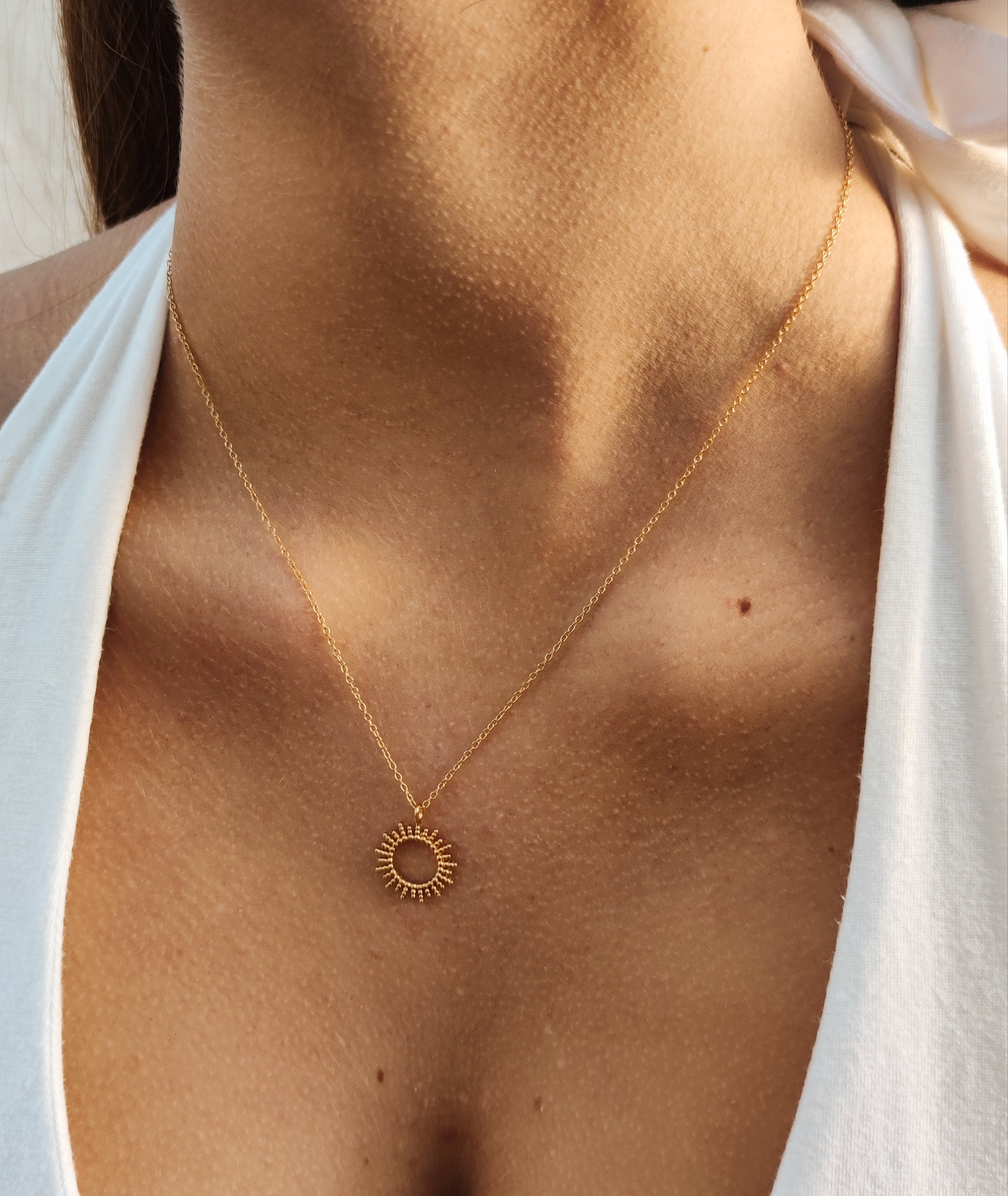 Necklace with sun 24K gold plated necklace Christmas gift for women gold necklace for women dainty necklace sun pendant charity