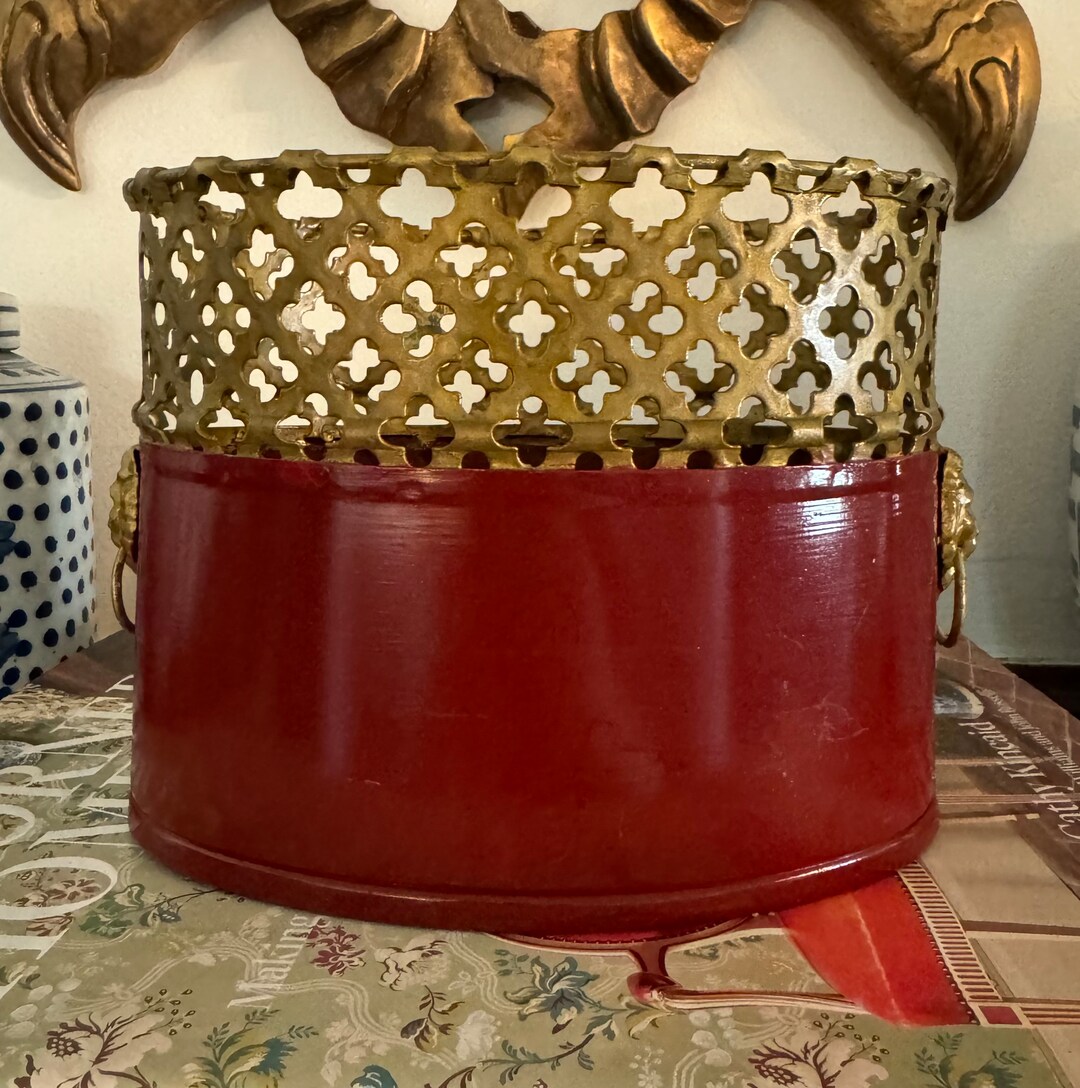 Tole Jardiniere Lion Head Cachepot, Decorative Cachepot - Etsy