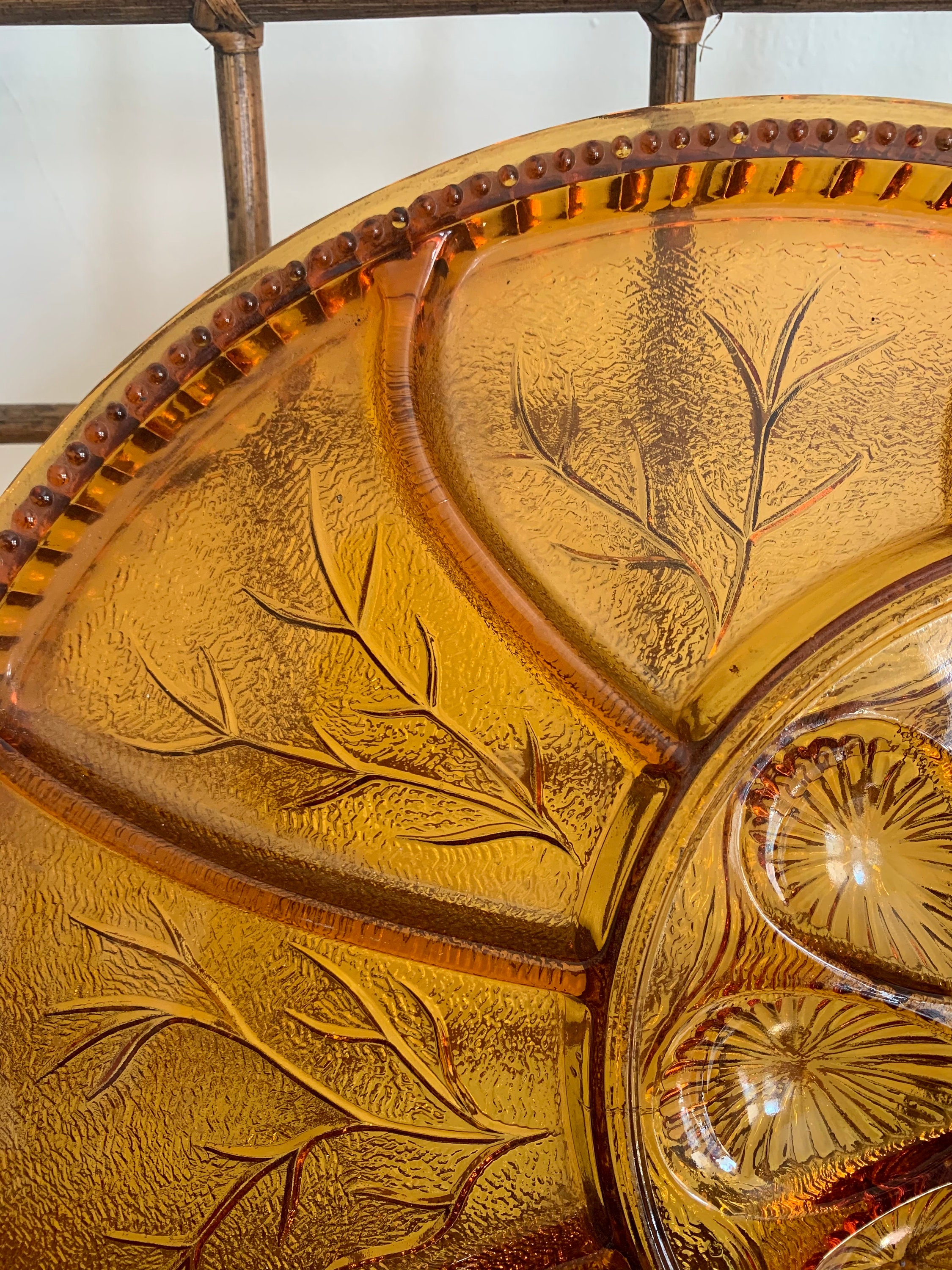 Vintage Amber Glass Platter Amber Glass Vintage Tree of | Etsy