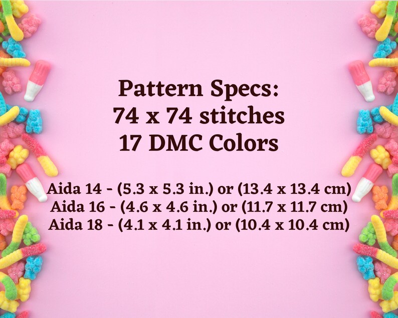 Gummy Worm Cross Stitch Pattern - Easy Beginner Level - Cute Foodie ...