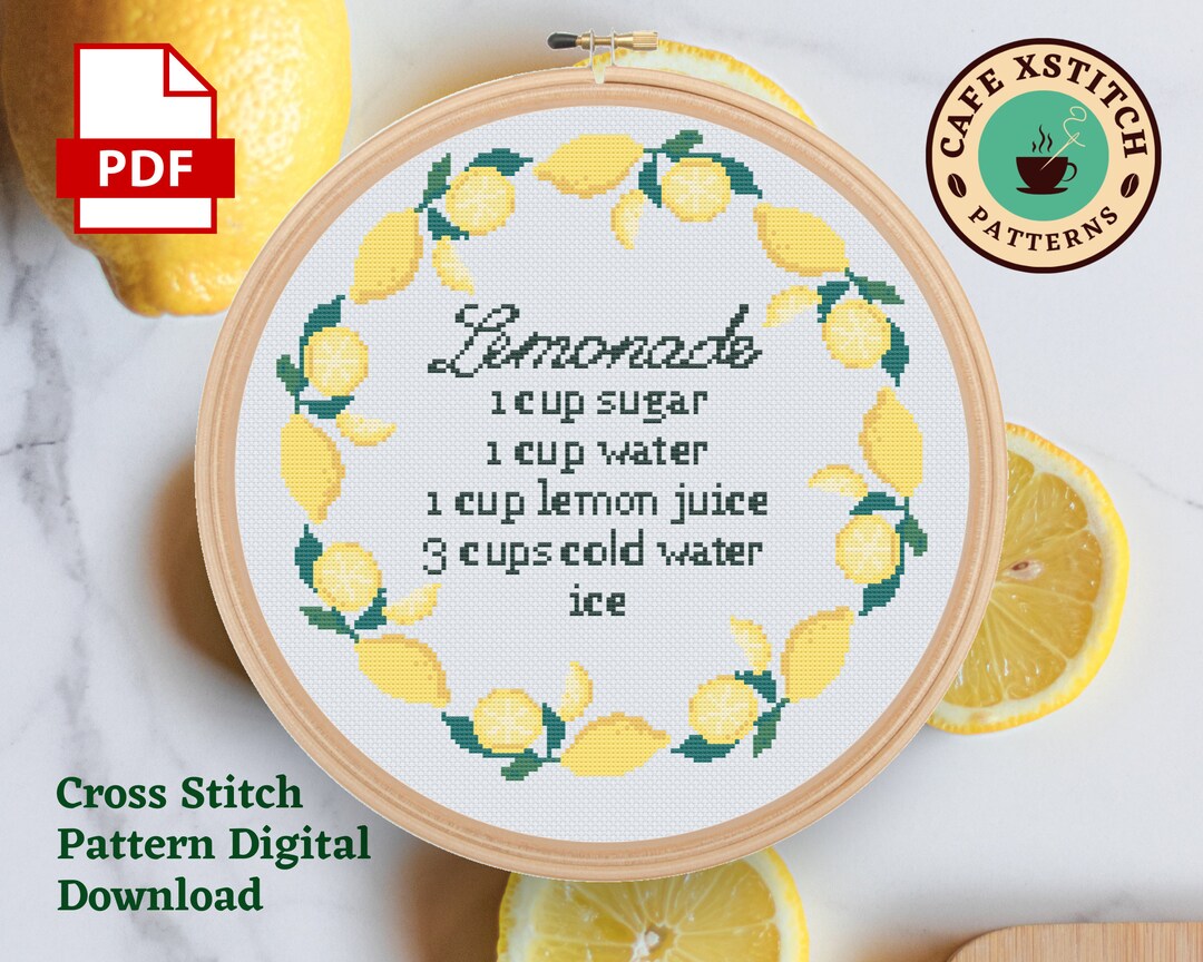 Easy Lemonade Cross Stitch Pattern - Instant Digital Download PDF ...