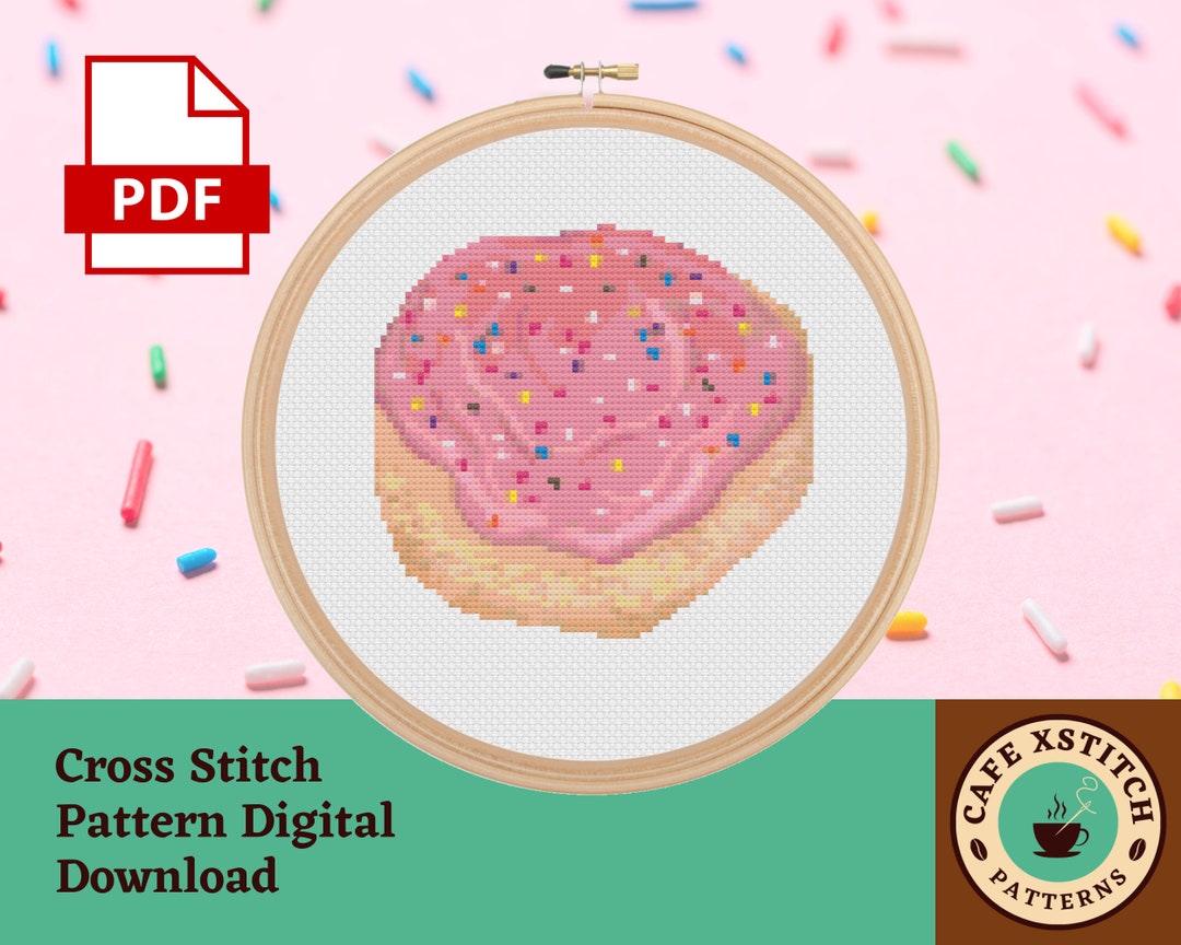 Pink Sugar Cookie Cross Stitch Pattern - Digital Download PDF - Cute ...