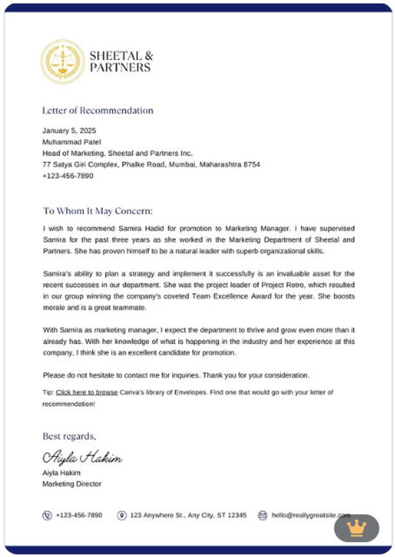 Letter of Recommendation, High Quality PDF - Etsy