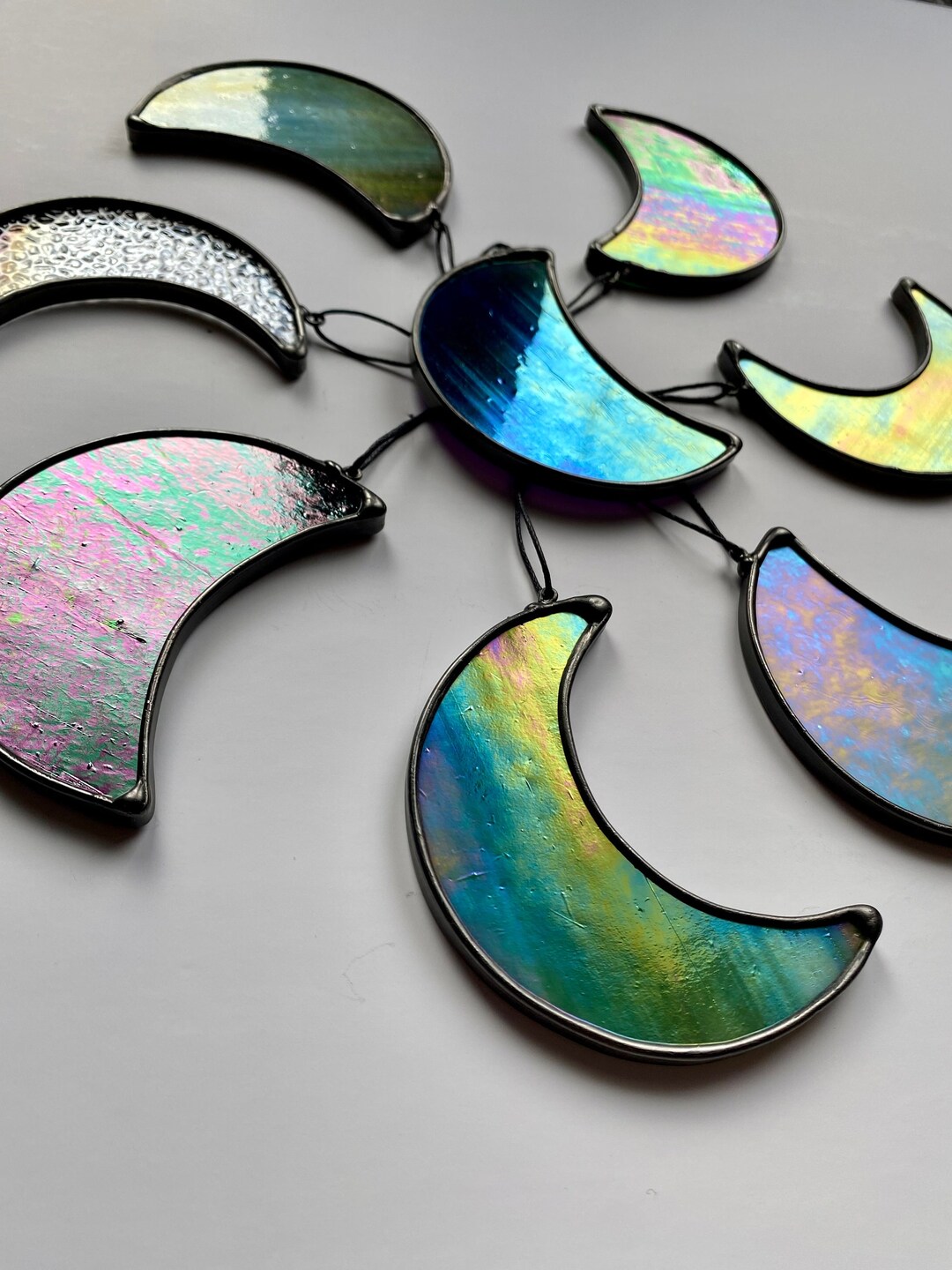 Stained Glass Moon Suncatcher Iridescent / Spiritual / Astronomy - Etsy