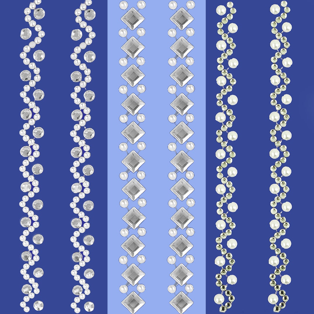 Sticker Strips Diamante/pearl 15cm Self Adhesive Craft Border Stick on ...