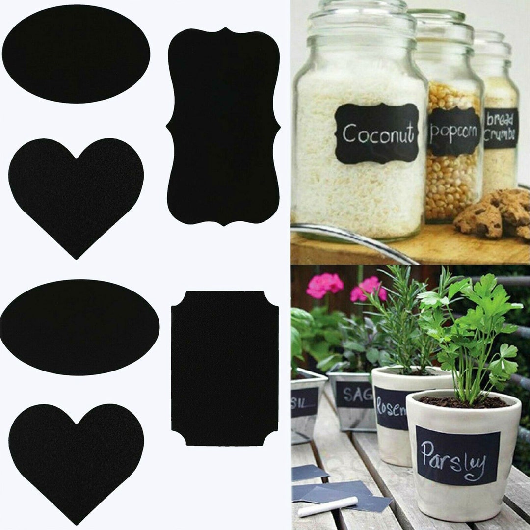 CHALKBOARD LABELS Black Sticker Craft Kitchen Jam Jar Glass Bottle ...