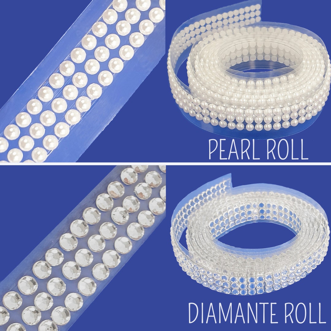 1 Metre Diamante/pearl Strip Self Adhesive Long Sticker Roll Edge Craft ...