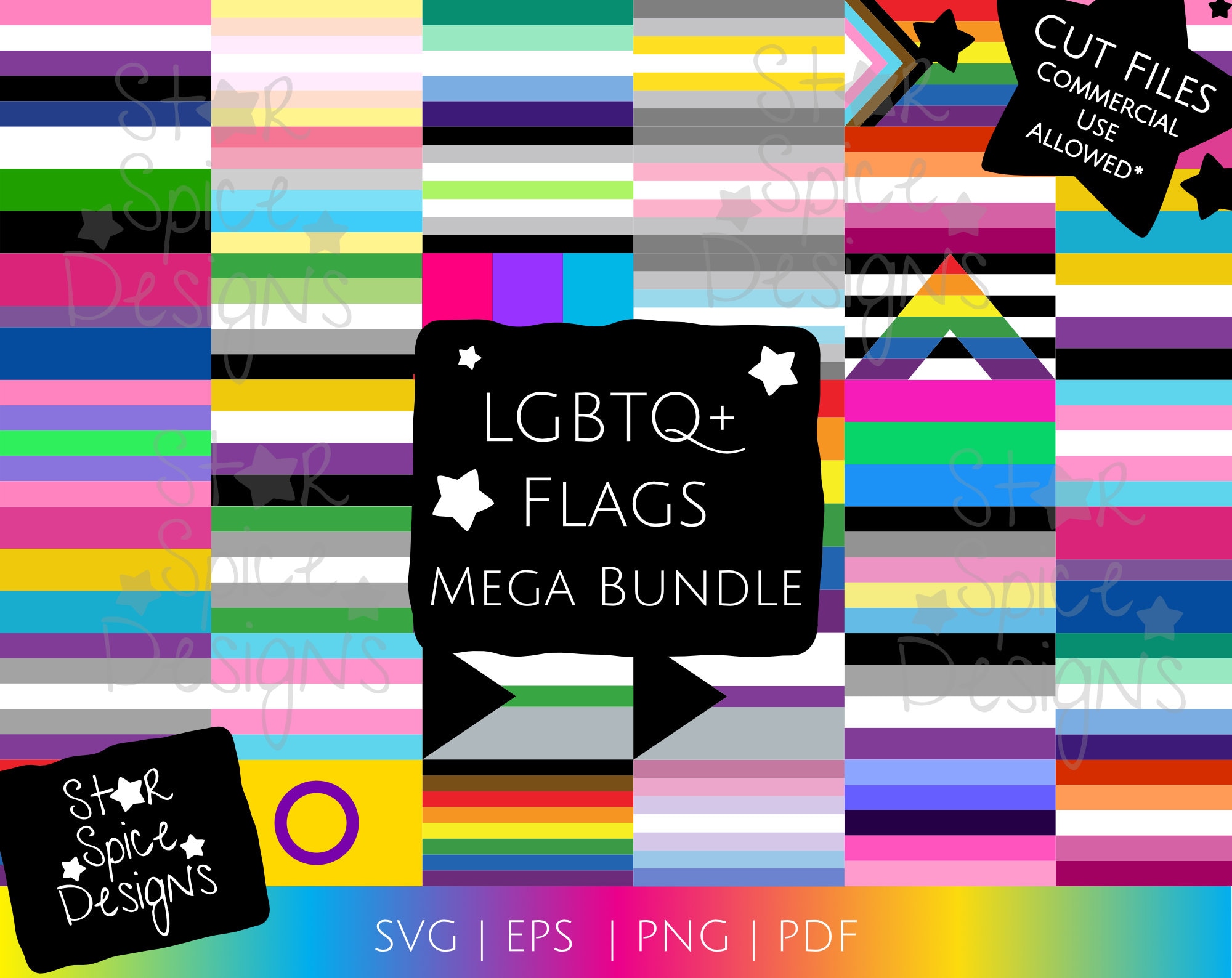 LGBTQ Flags Mega Bundle Printable Cut Files - Etsy