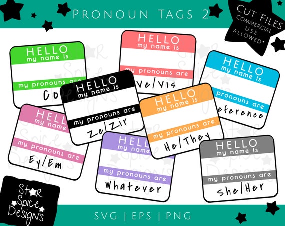 Pronoun Name Tags Printable Cut Files - Etsy UK