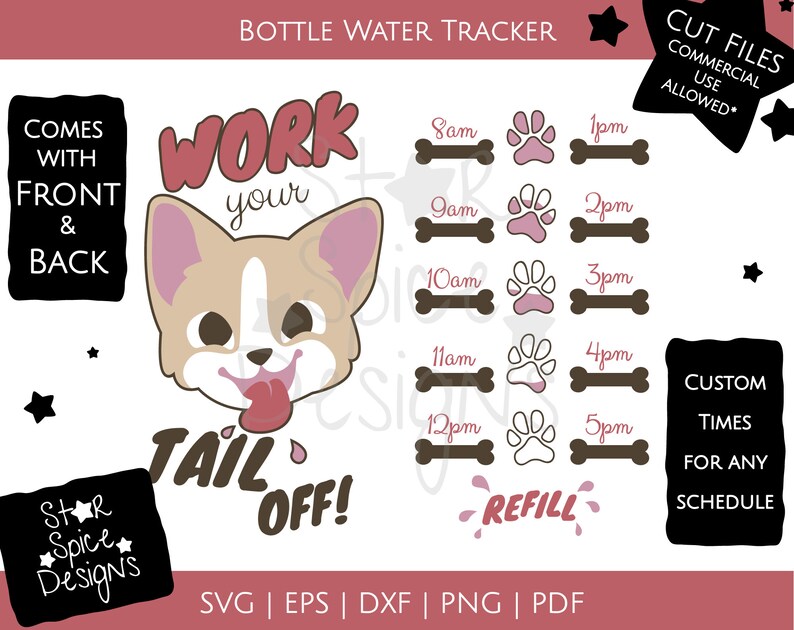Work Your Tail off Water Tracker Cut File - Etsy